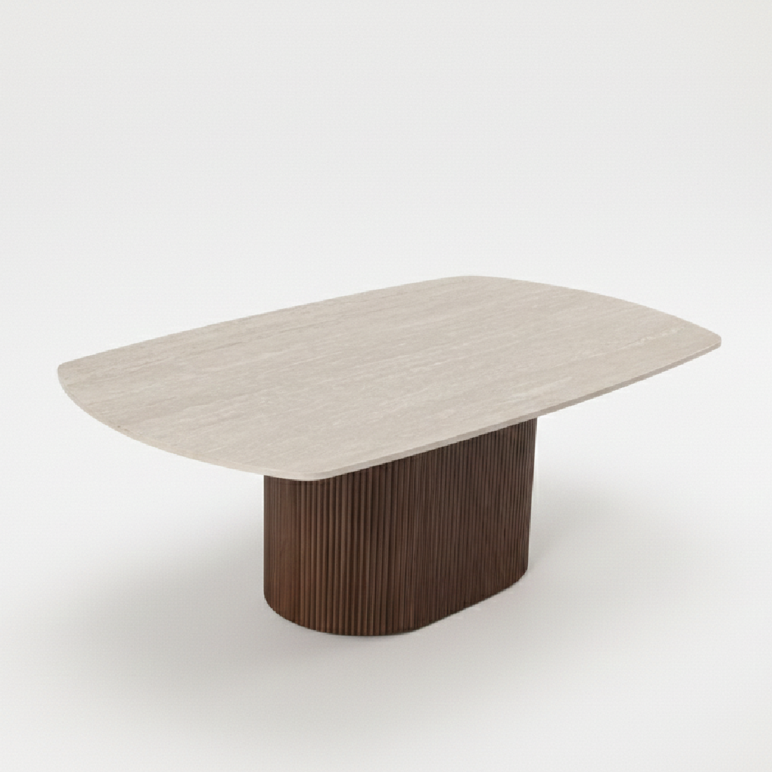 Atlas Walnut Timber and Travetine Coffee Table – Supreme Furniture