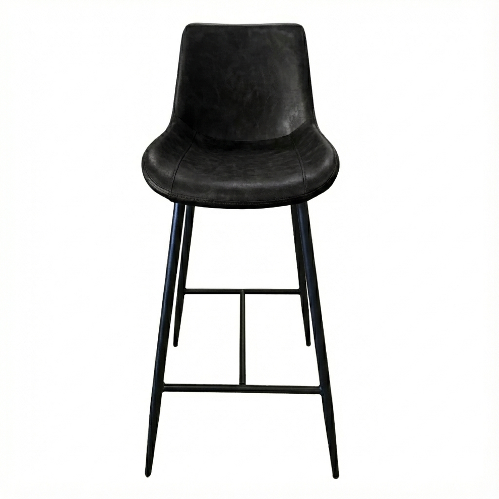 Bevan Black PU Bar Stool with Black Legs – Supreme Furniture